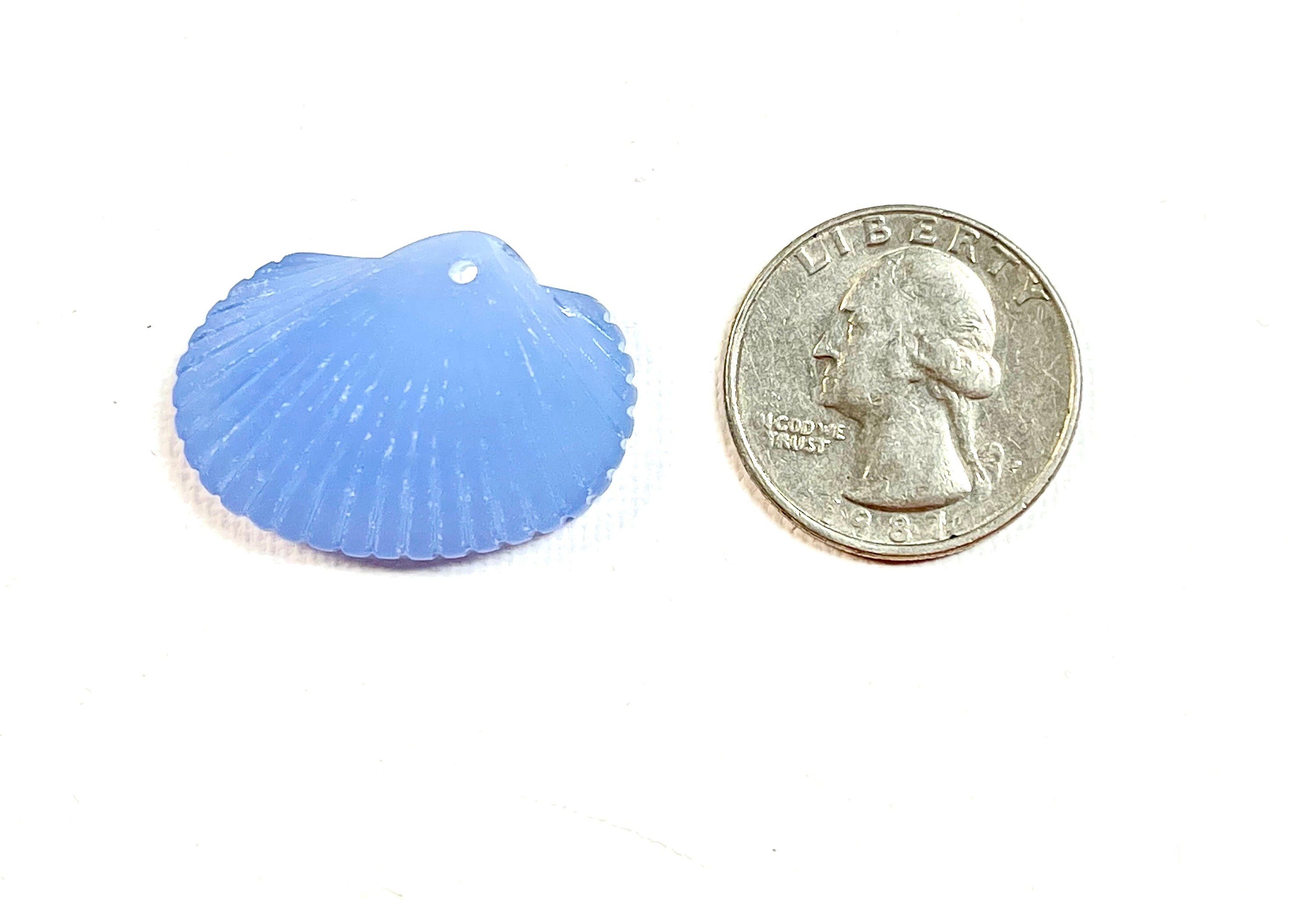Large Sea Glass Shell Shaped Focal Beads 3pcs,sea Glass Scallop Shell ...