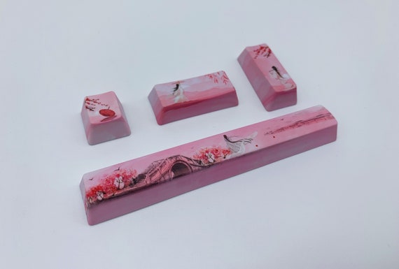 Sakura Bridge Spacebar Keycap Set Artisan PBT Keycaps - Etsy