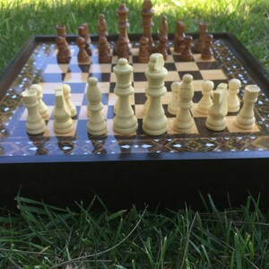 Walnut Pattern VIP Chess Set, VIP Chess Set With Marble Pattern Wooden ...