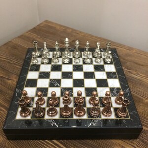 VIP Personalized Folding Chess Board Cast-Iron Chess Pieces | Etsy