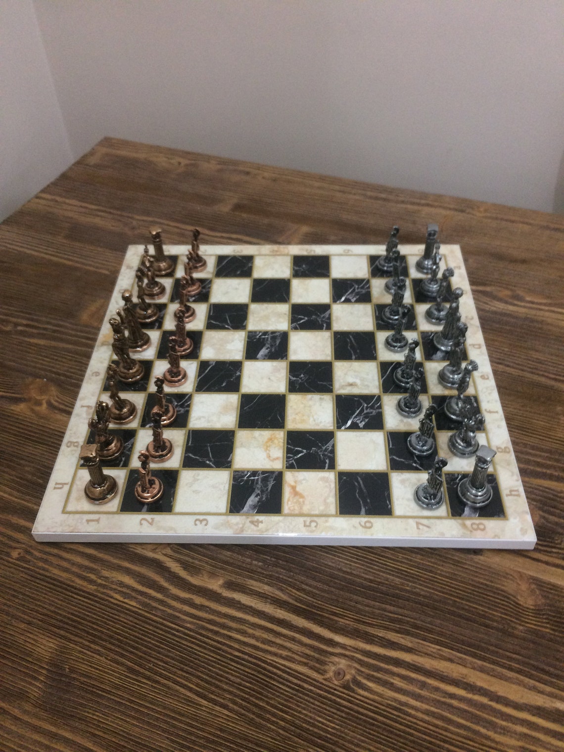 White Marble Patterned Chess Board Chess Set Chess Set - Etsy