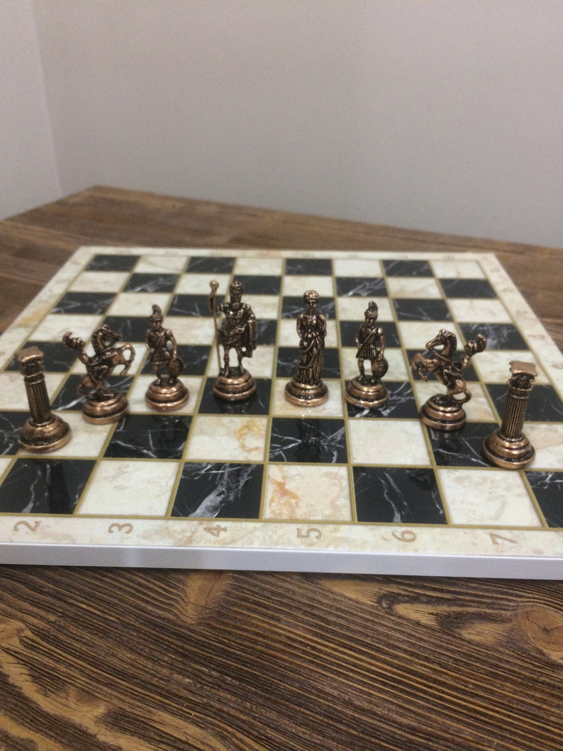 White Marble Patterned Chess Board Chess Set Chess Set - Etsy