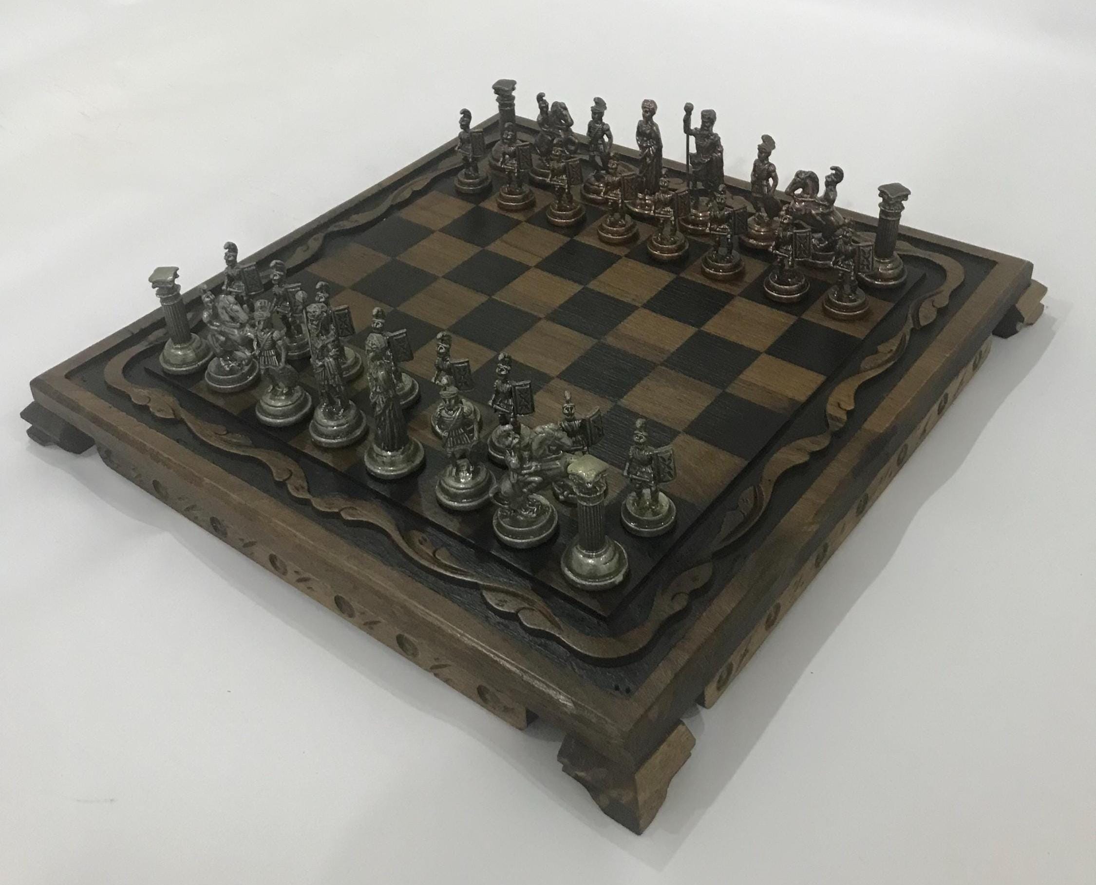 Personalized Nostalgic Antique Style Chess Board , Elegan Board, %100 ...