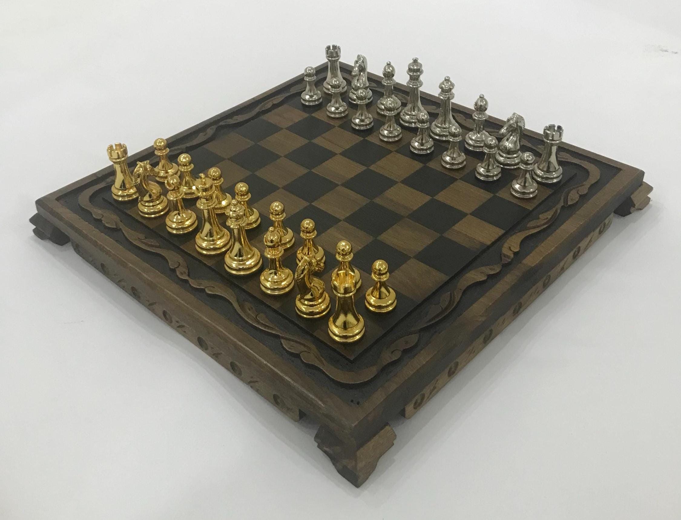 Personalized Nostalgic Antique Style Chess Board , Elegan Board, %100 ...