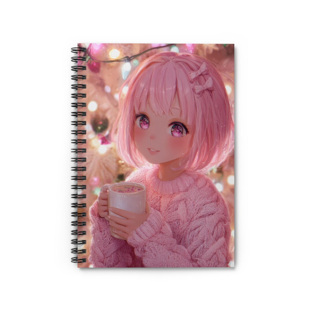 Kawaii Anime Girl Spiral Notebook, Pastel Pink Stationery - Etsy