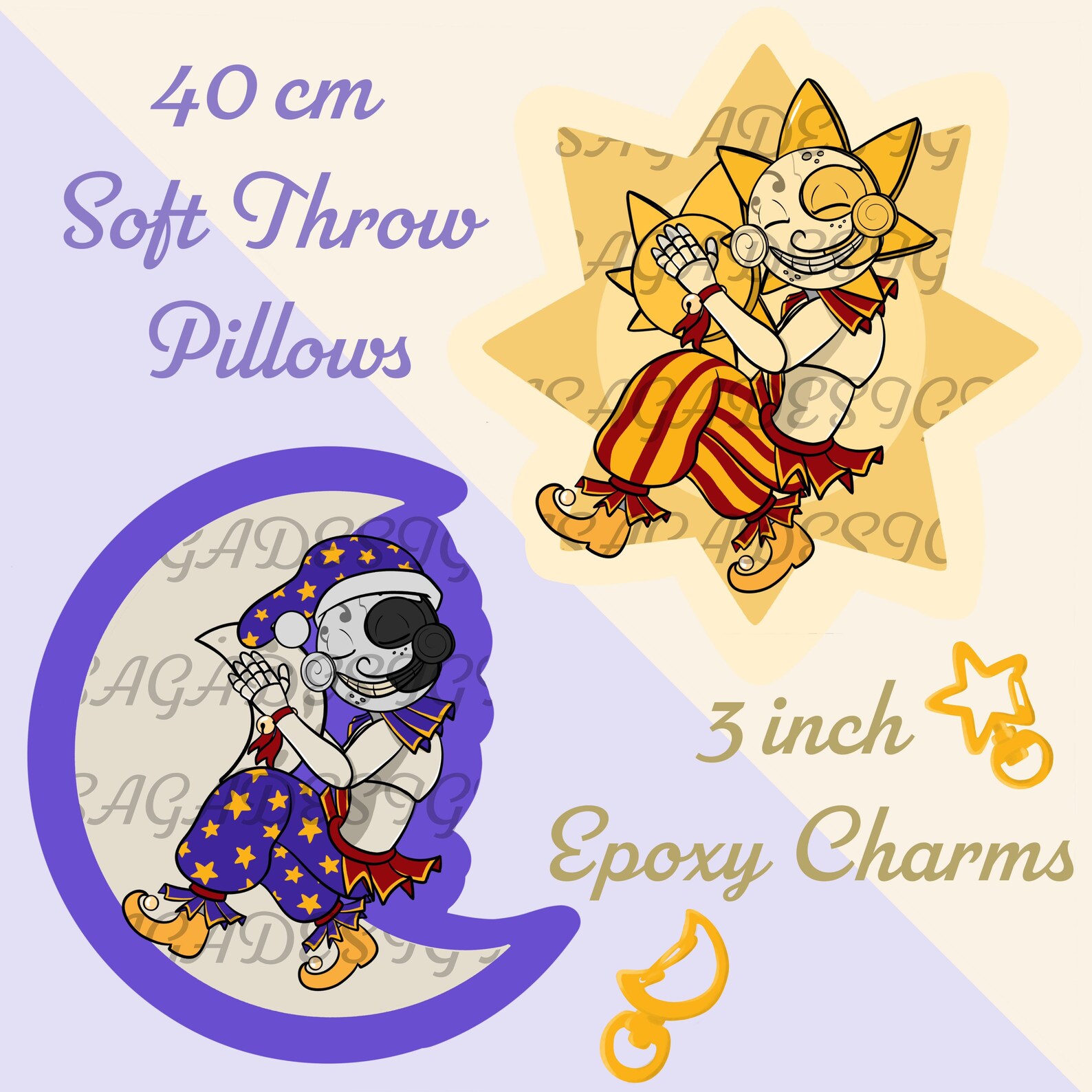 Sundrop and Moondrop Pillows / Epoxy Acrylic Charms - Etsy