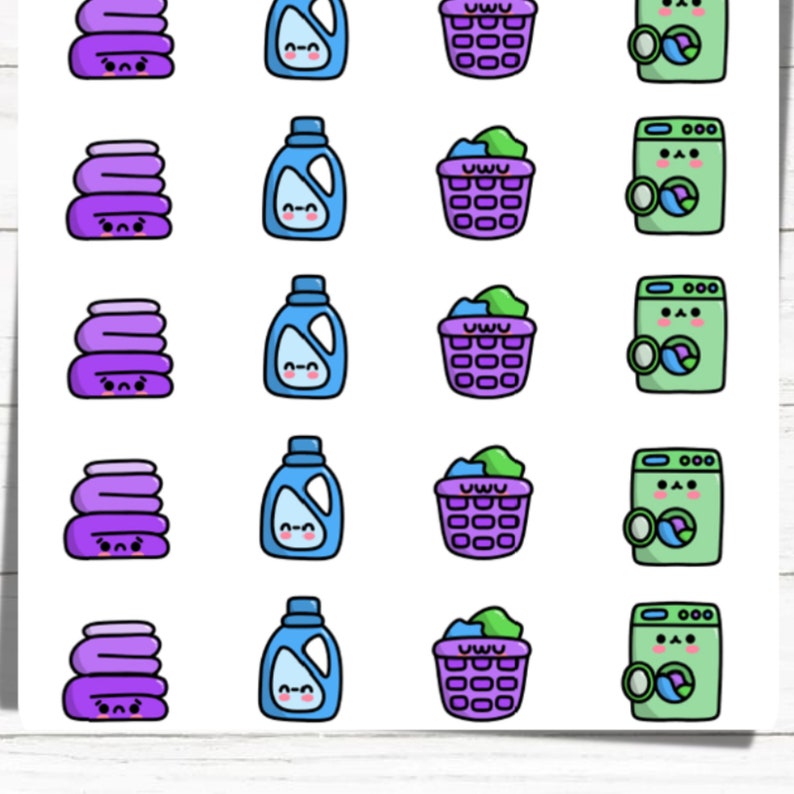Laundry Planner Icon Stickers | Chores Detergent Folding Clothes Dirty ...