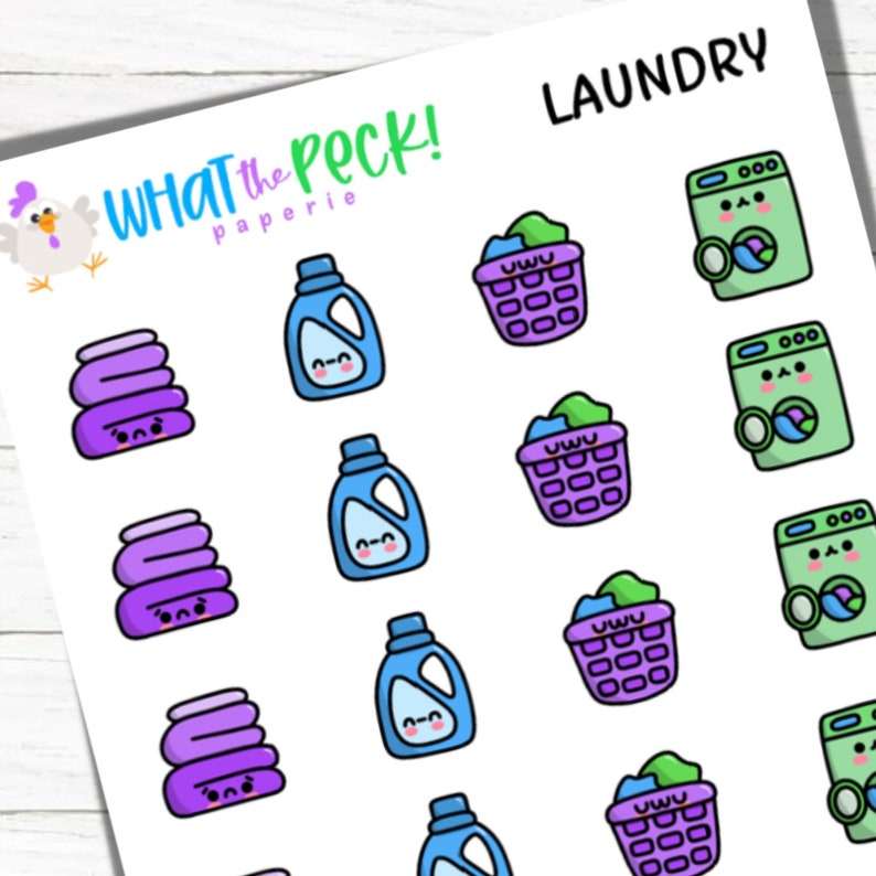 Laundry Planner Icon Stickers | Chores Detergent Folding Clothes Dirty ...