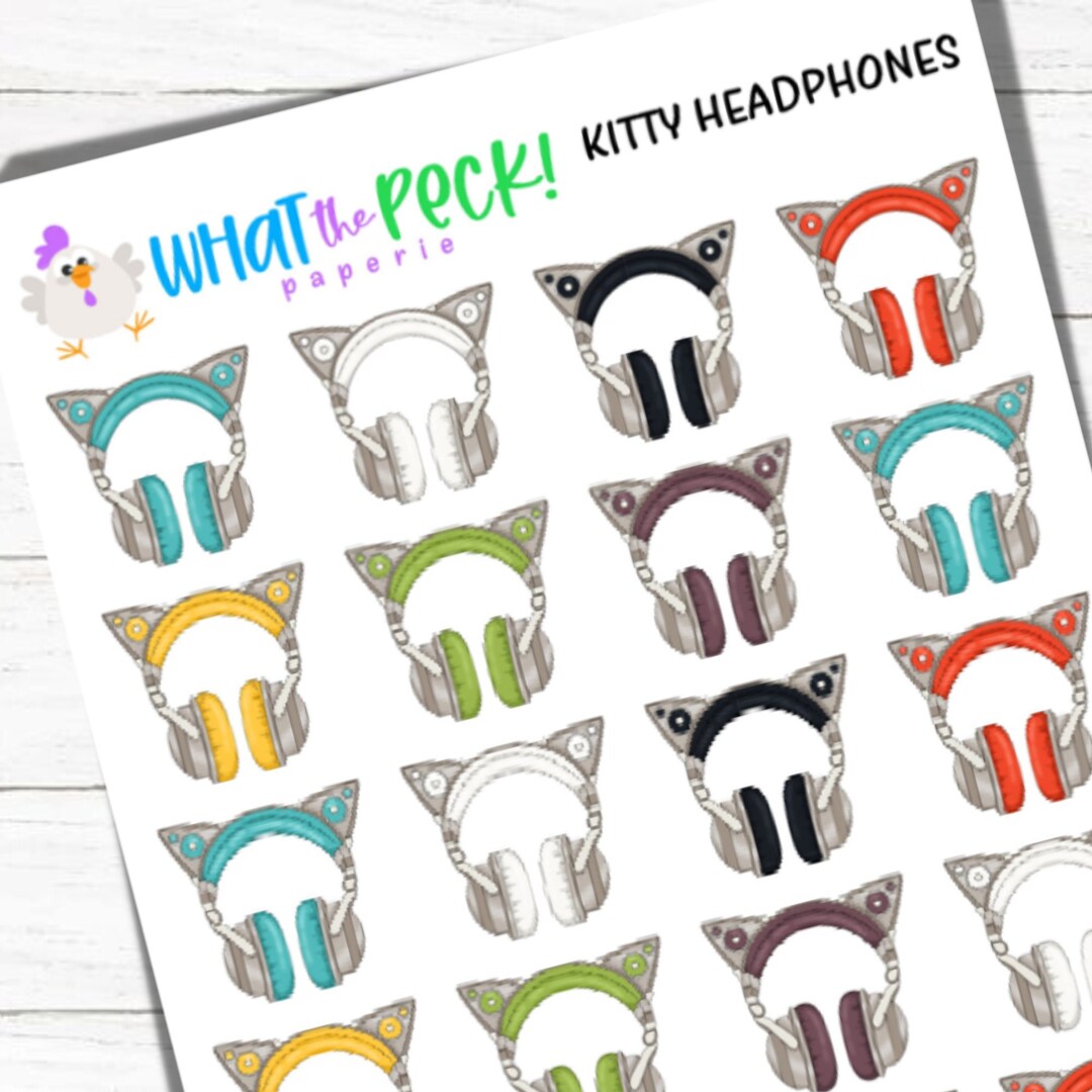 Gaming Kitty Headset Planner Icon Stickers | Gamer Old School 90s Retro ...