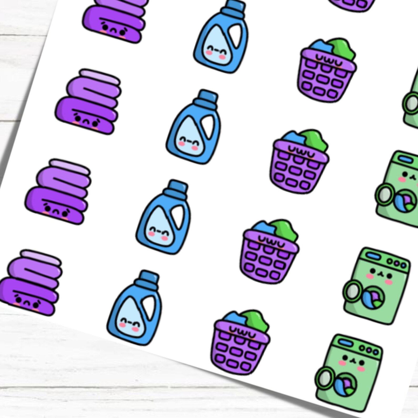 Laundry Planner Icon Stickers | Chores Detergent Folding Clothes Dirty ...