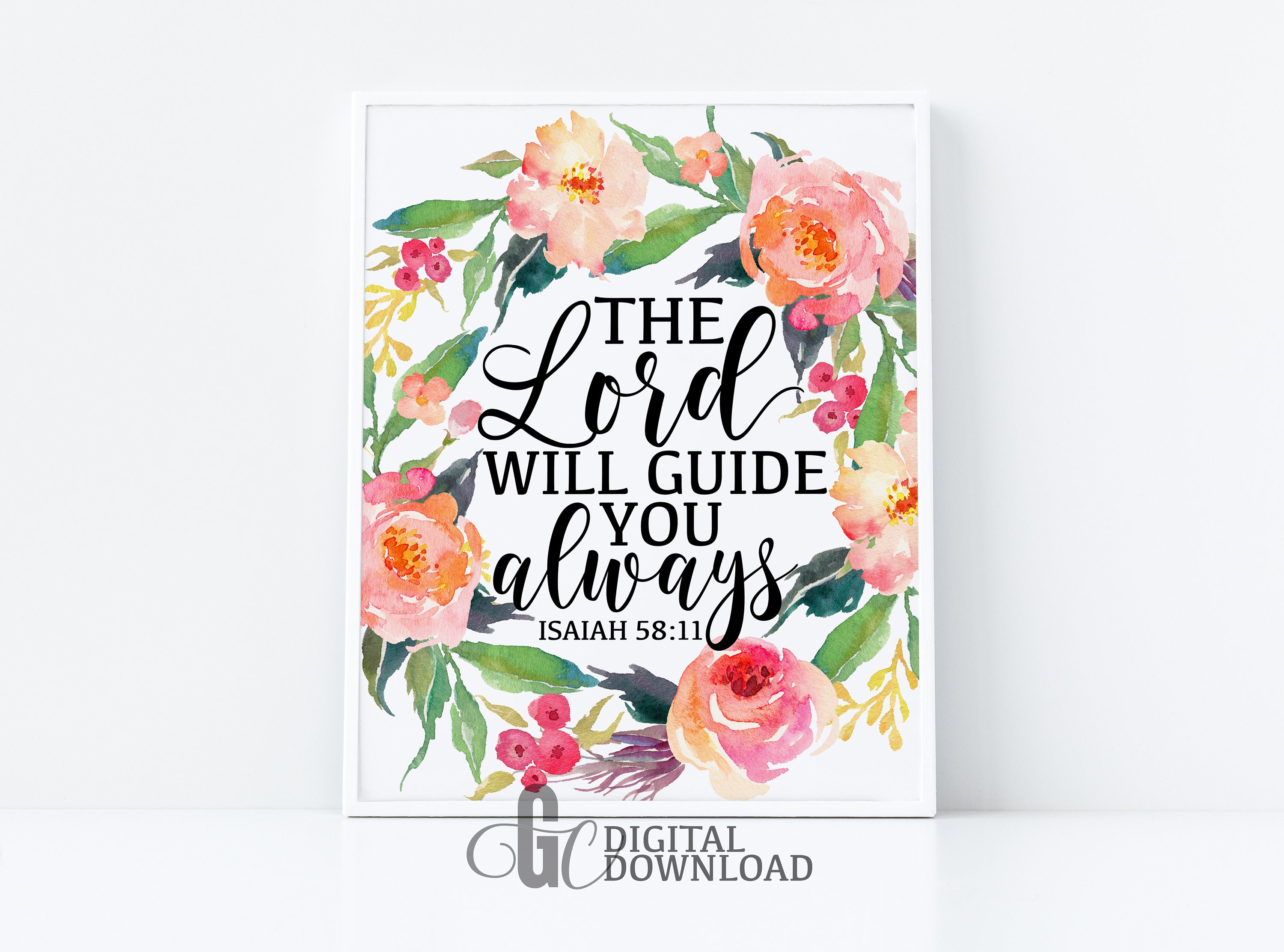 Bible Verse Print, the Lord Will Guide You Always, Digital Download ...