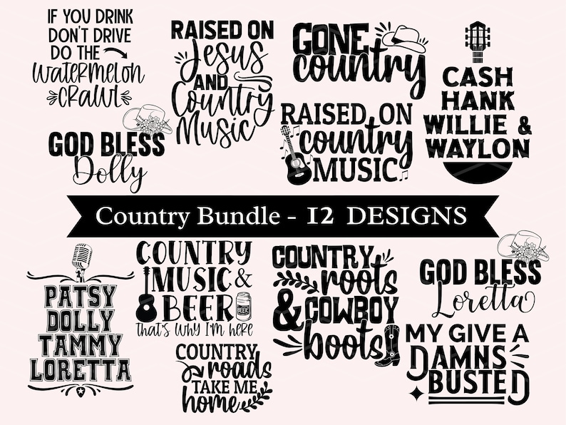 Country Music SVG Bundle - SVG, Cut File, Sublimation, Digital Download ...
