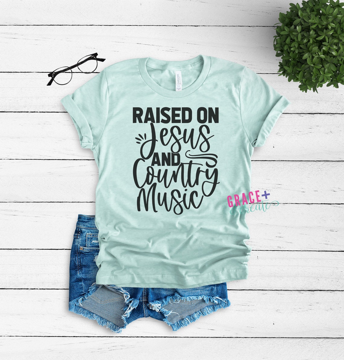 Raised on Jesus and Country Music - SVG, Cut File, Sublimation, Digital ...