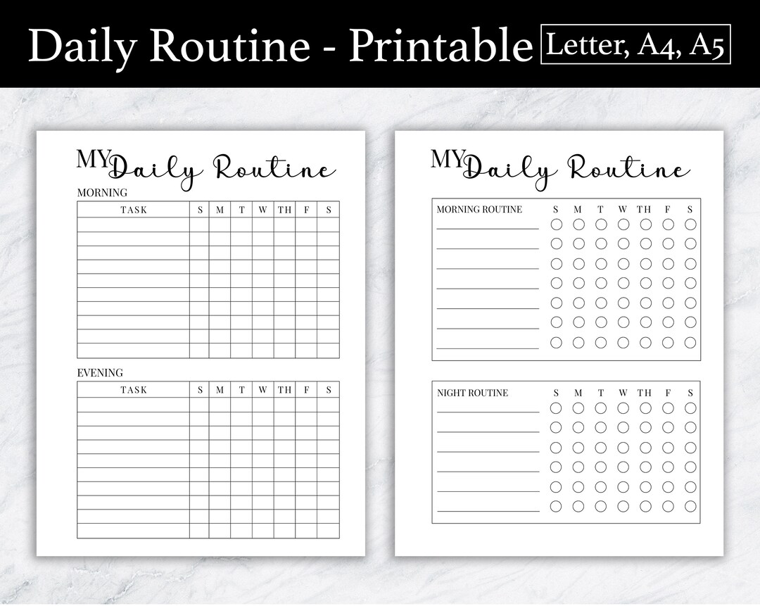 Daily Routine/habit Printable, PDF, A5, A4, Letter Size, Instant ...