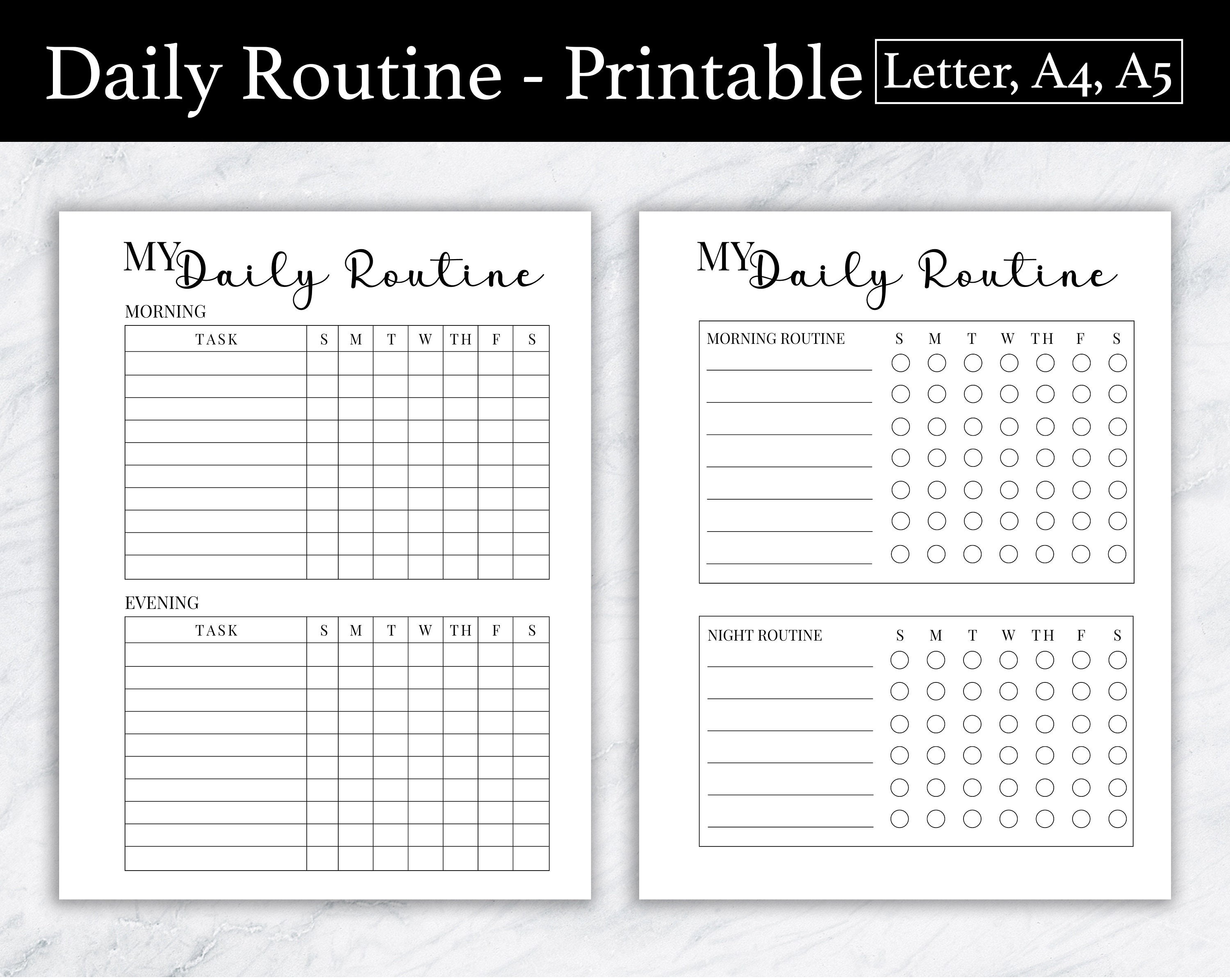Daily Routine/habit Printable, PDF, A5, A4, Letter Size, Instant ...