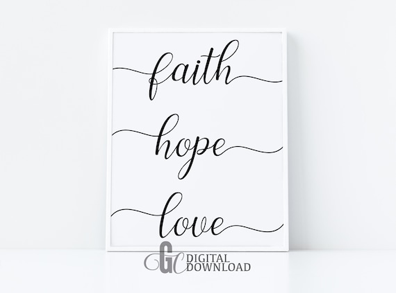 Bible Verse Print Faith Hope Love Digital Download Wall | Etsy