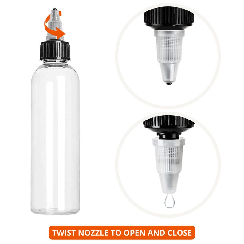 4 Oz PET Nozzle Bottles: Empty Twist Cap Plastic Bottles - Etsy