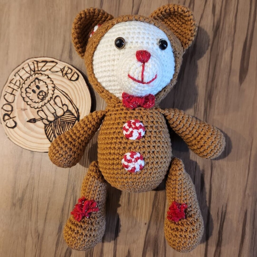 PATTERN: Ginger the Gingerbread Bear Crochet Amigurumi Pattern, Crochet ...