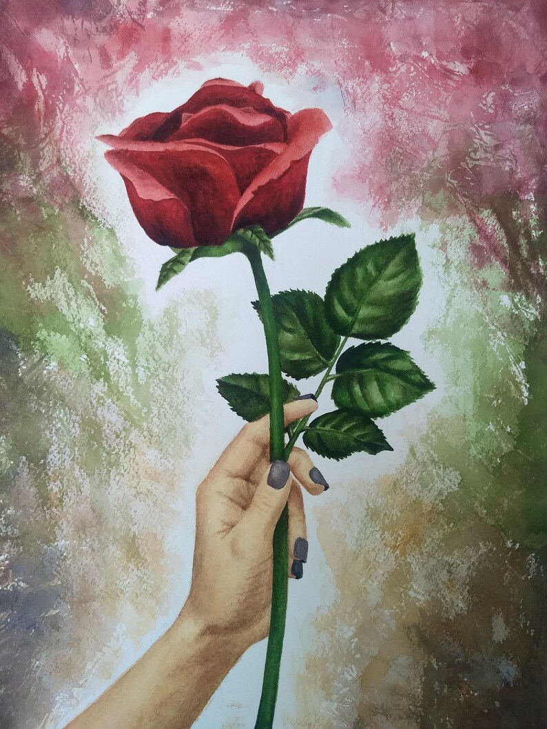 Rose and Hand (print) - Etsy