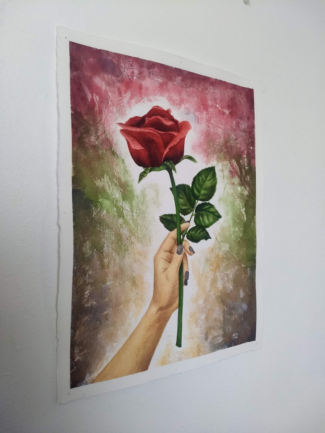Rose and Hand print - Etsy
