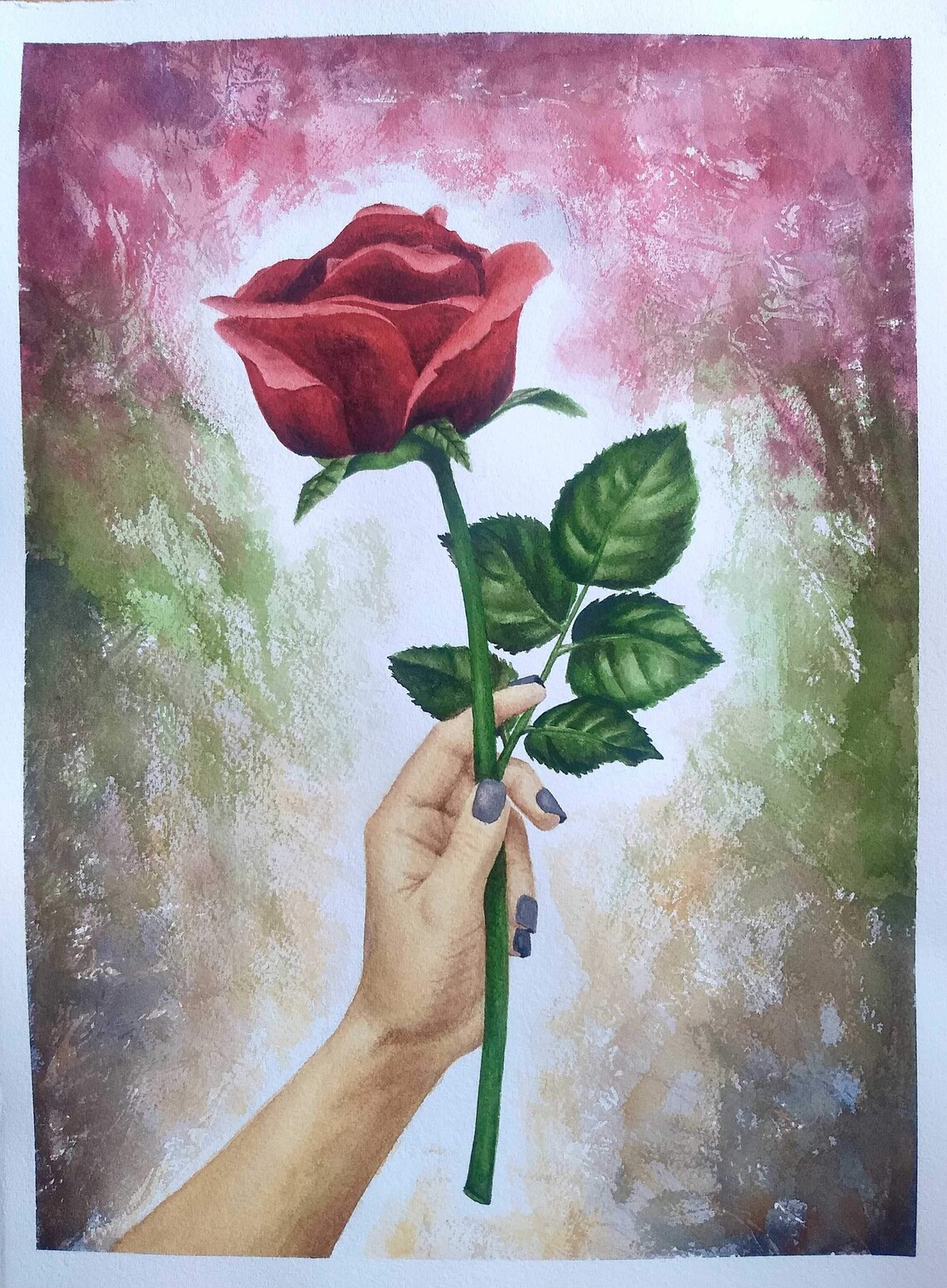 Rose and Hand (print) - Etsy