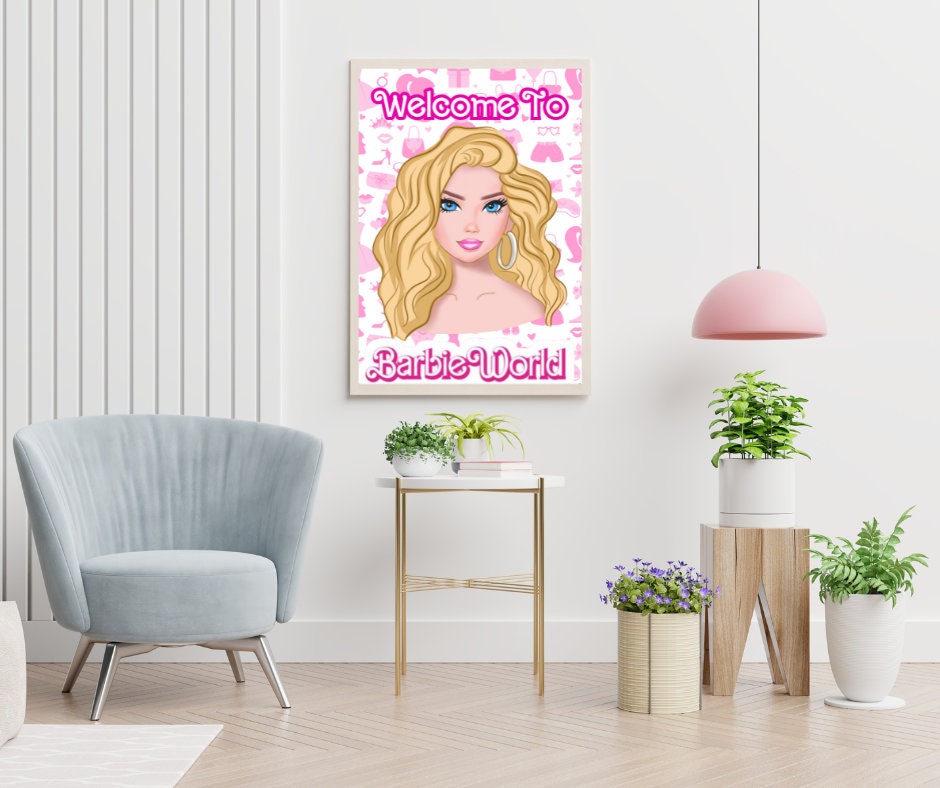 Barbie Welcome Sign, Editable Pink Doll Birthday Party Welcome Sign ...