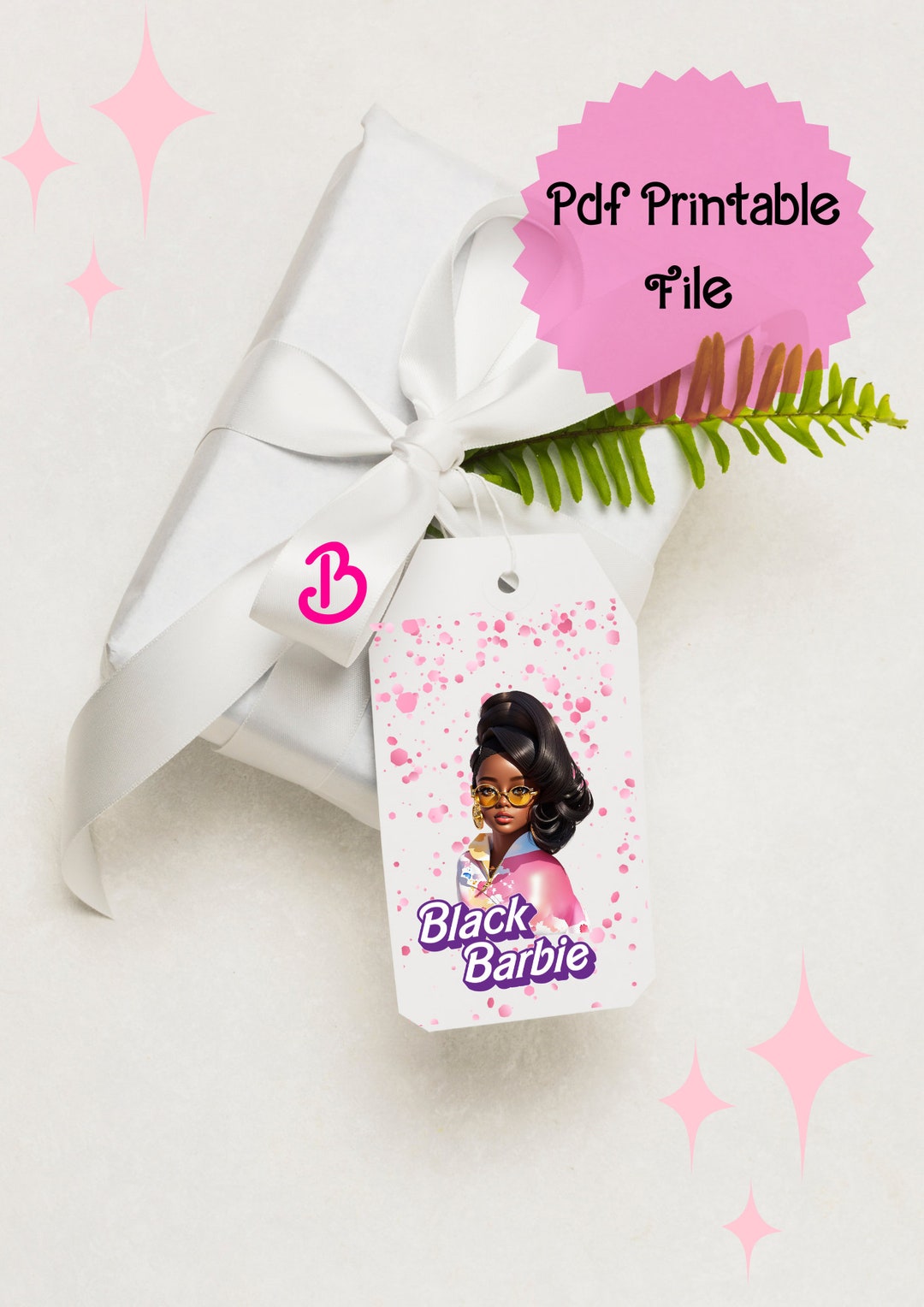 Black Barbie Gift Tags| Barbie Girl| Gift Tags | Birthday Tags | Party ...