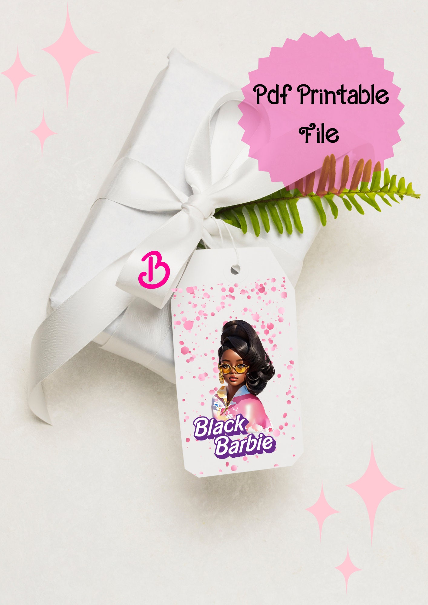Black Barbie Gift Tags| Barbie Girl| Gift Tags | Birthday Tags | Party ...