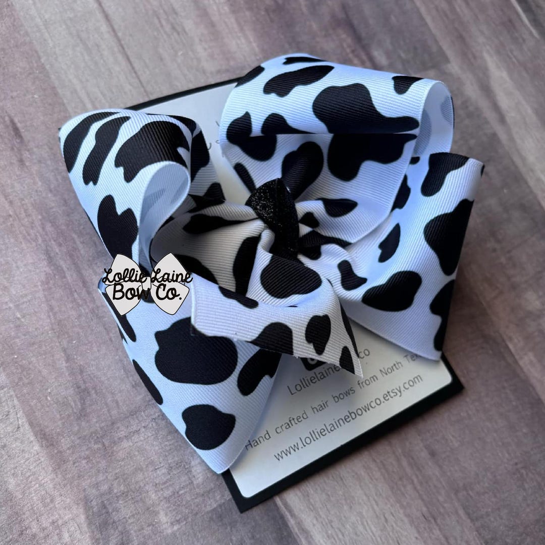 Cow Print Hair Bow | Cow Print Bow, 5 Inch Bow, 6 Inch Bow, 7 Inch Bow ...