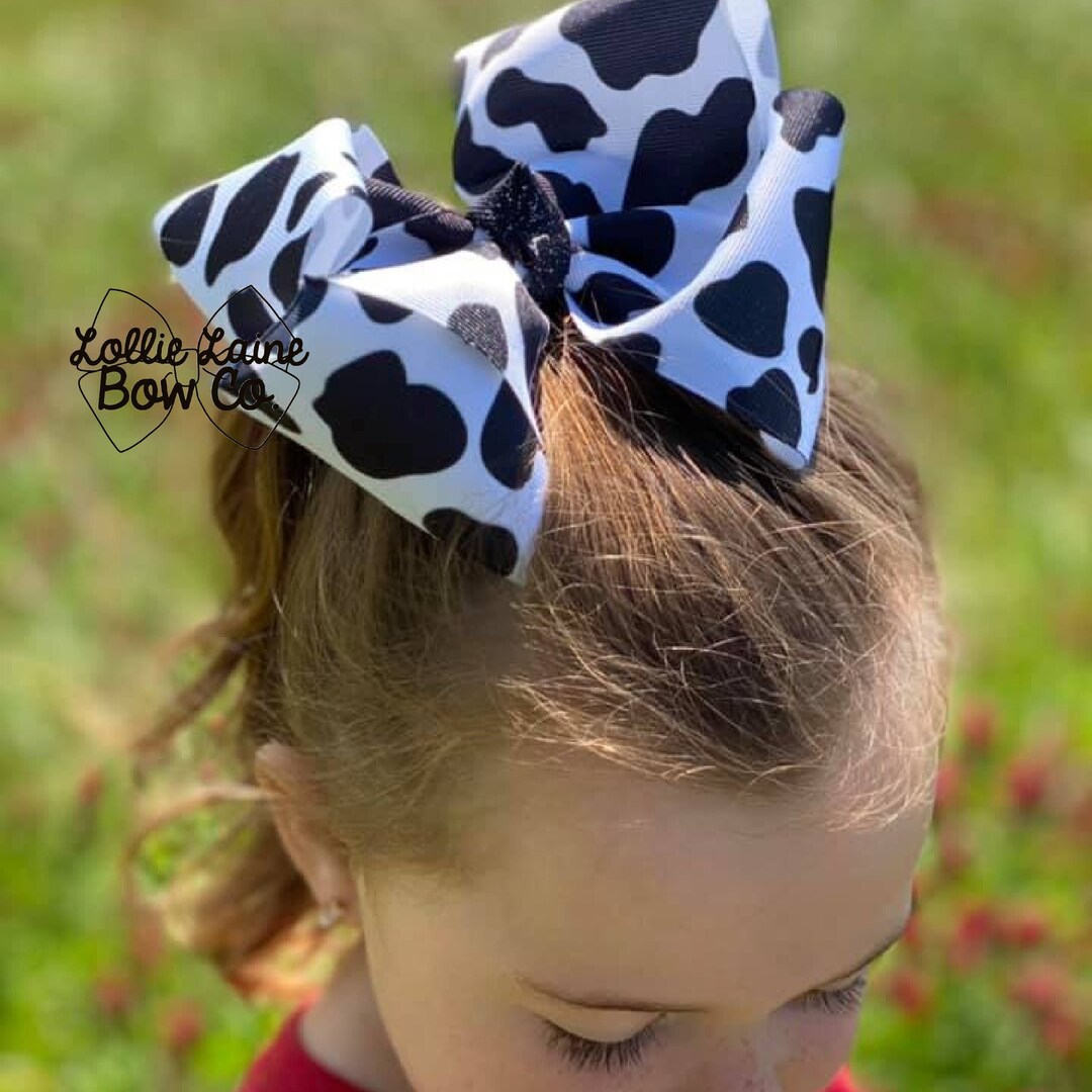 Cow Print Hair Bow Cow Print Bow, 5 Inch Bow, 6 Inch Bow, 7 Inch Bow ...