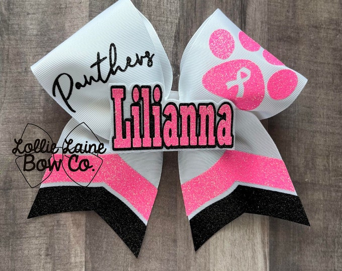 Personalized Pink Out Cheer Bow | Cheer Hair Bow Team Cheer Bow ...