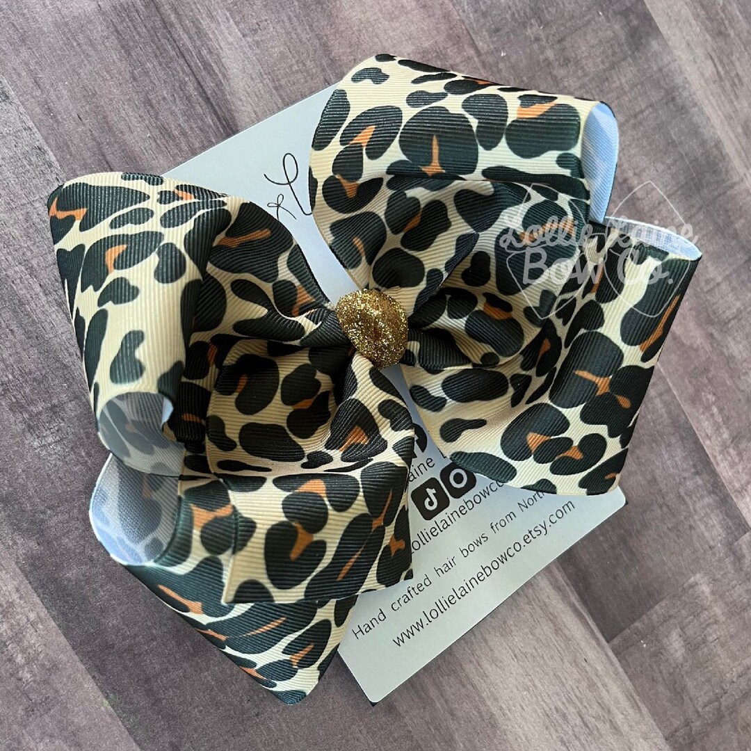 Simple Leopard Hair Bow Animal Print Hair Bow, Leopard Print Hair Bow ...