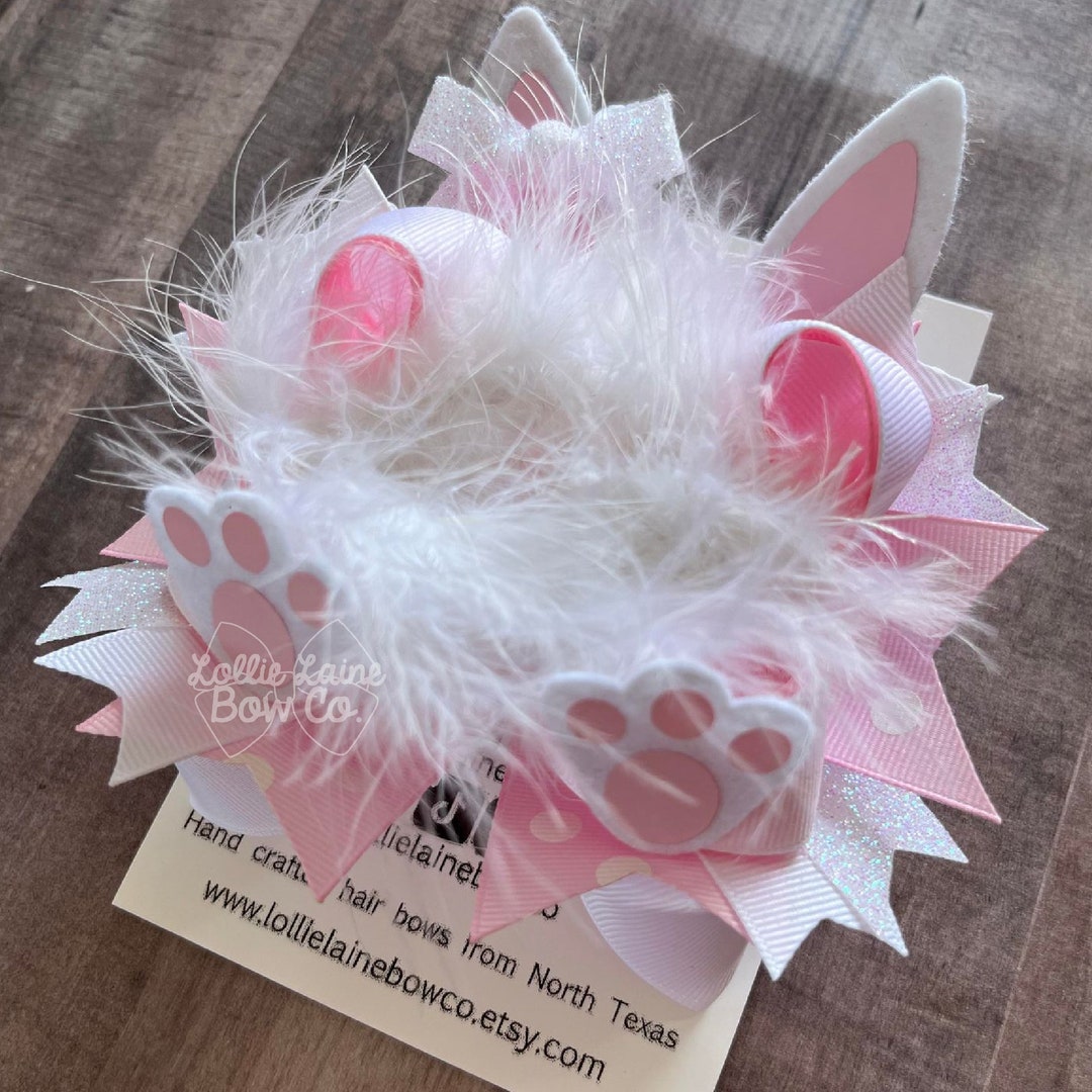 Bunny Stack Hair Bow Spring Hairbow, Hair Bow, 5 Inch Bow, Easter, Easter Bunny Hair Bow, Rabbit ...