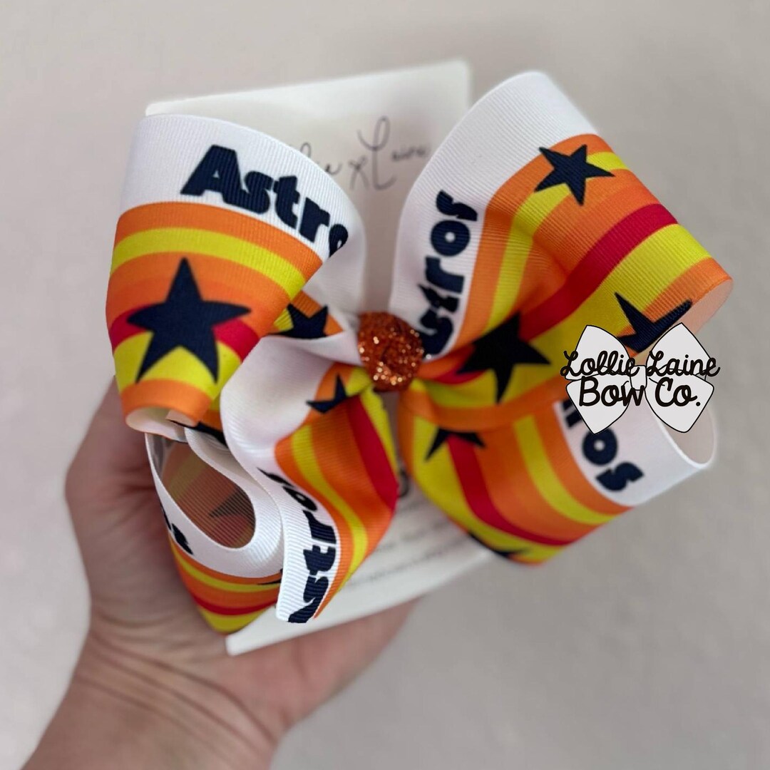 Retro Houston Astros Baseball Inspired Hair Bow | Sports Hair Bow, 5 ...
