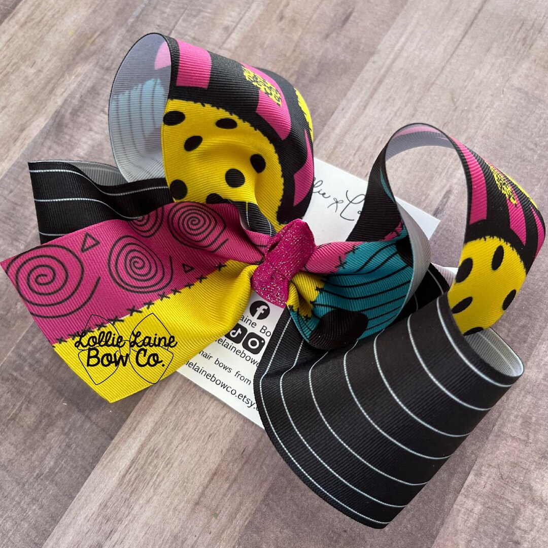 Jack and Sally Inspired Hair Bow Hair Bow Halloween Bow 5 - Etsy