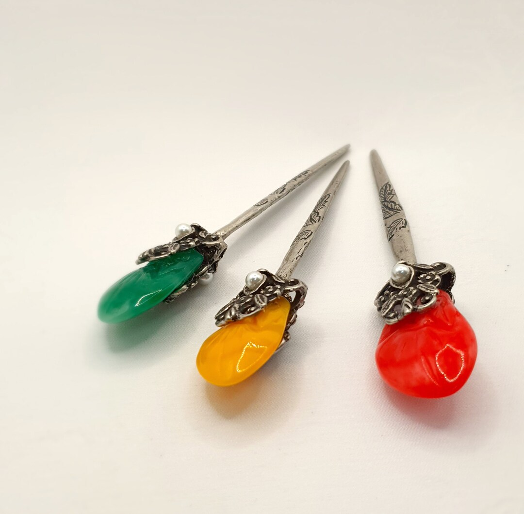 Tri Color Hair Pin Korean Traditional Hair Accessory Hanbok Chignon ...