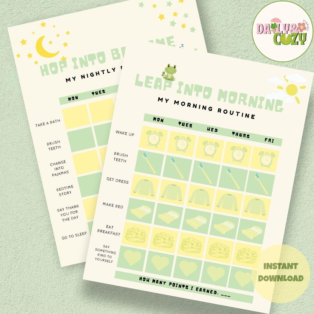 Morning + Bedtime Routine Chart Bundle | Visual Schedule for Kids ...