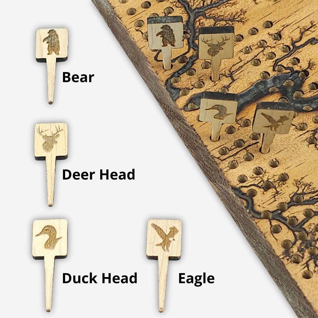 Double Sided Engraved Animal Cribbage Pegs | Maple, Set of 2 - Etsy