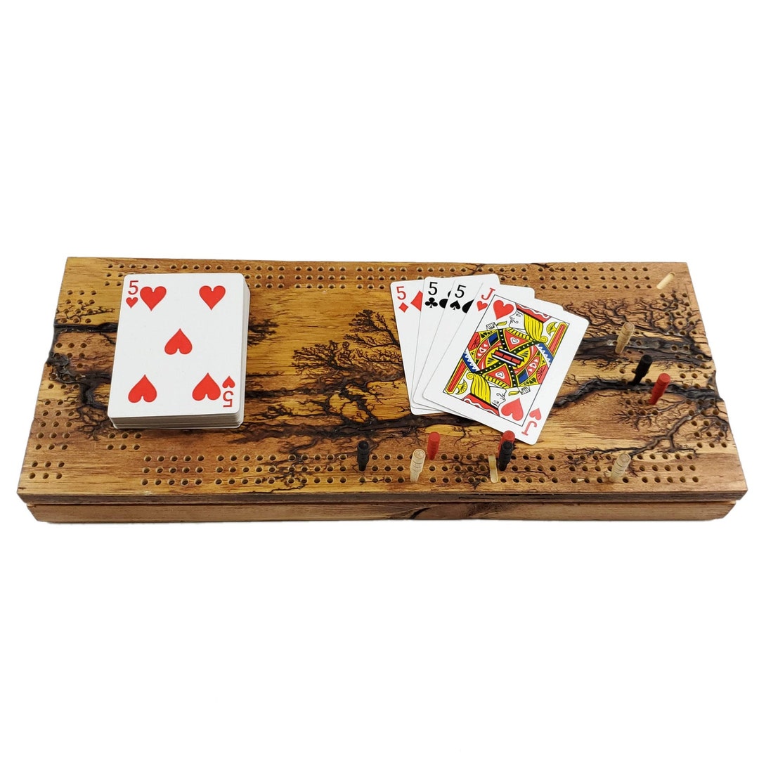 Deluxe Rectangle Cribbage Board | Fractal Burn | Continuous 3-track ...