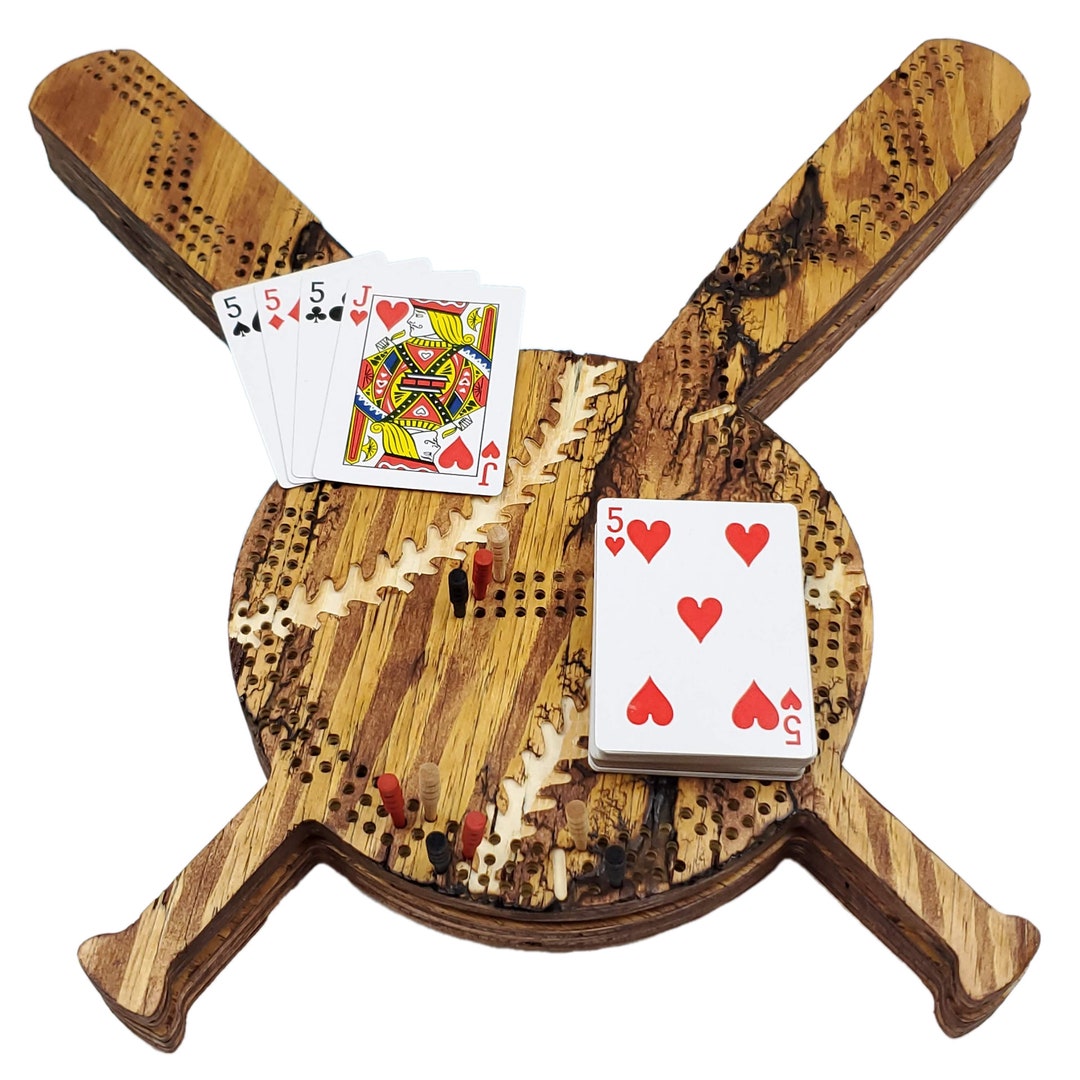 Fractal Burn Baseball Cribbage Board | Continuous 3-track, Peg & Card ...