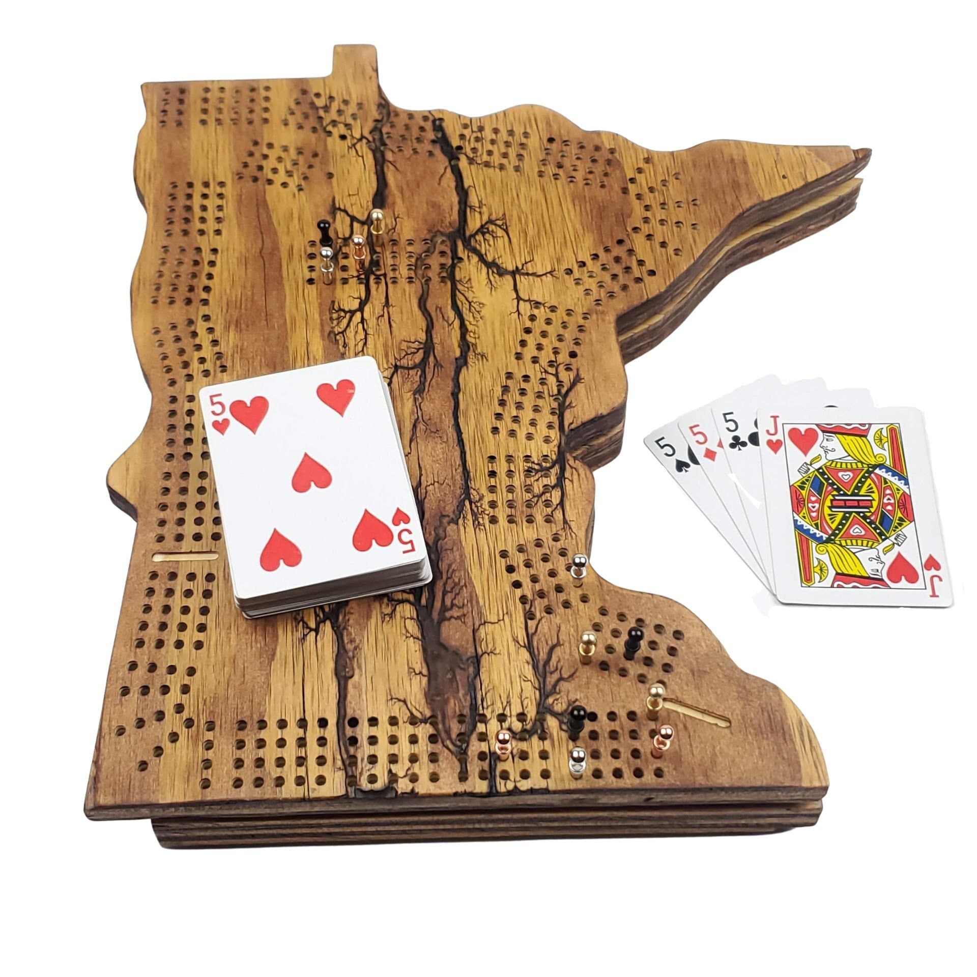 Deluxe Minnesota Cribbage Board | Fractal Burn | Continuous 4-track ...