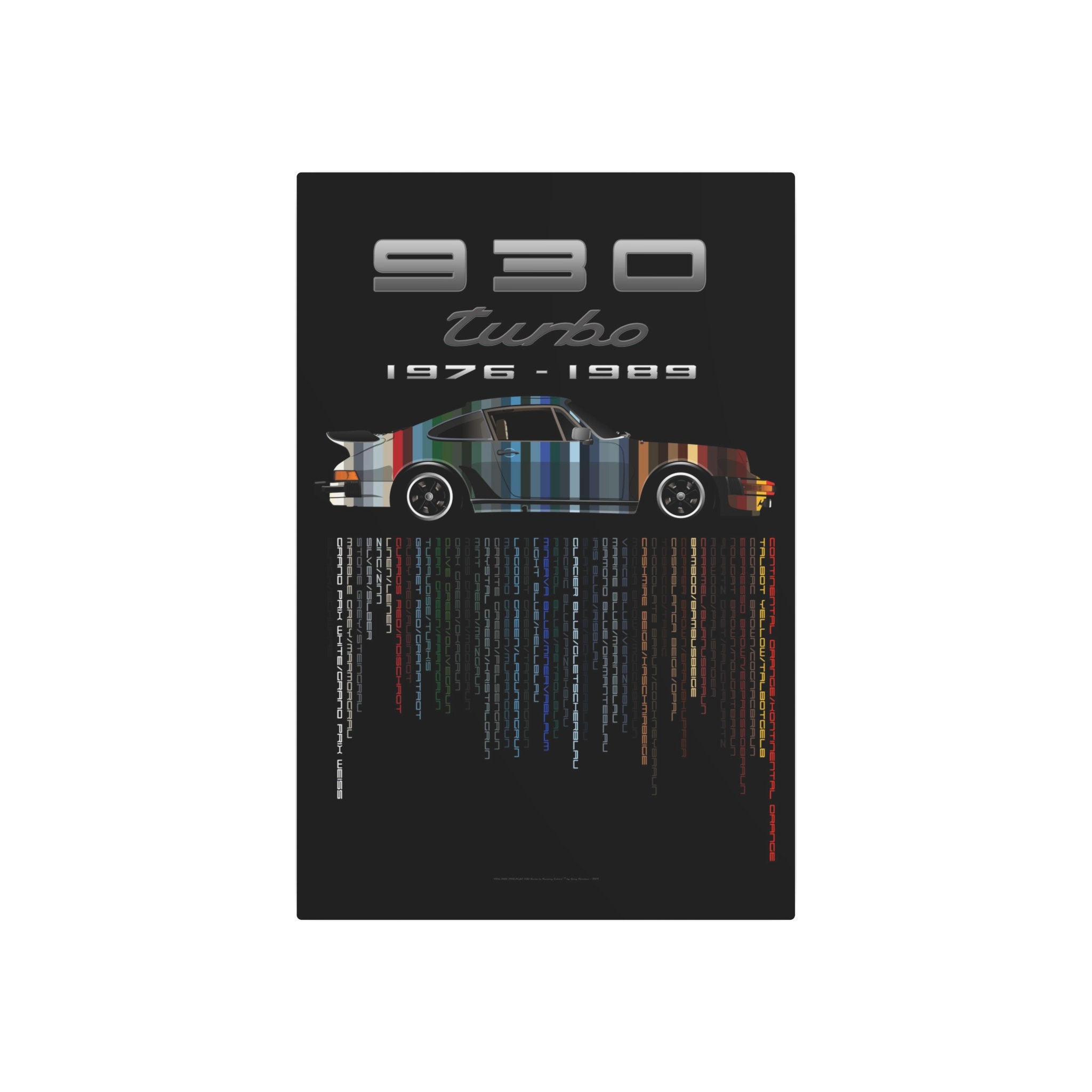 Metal Porsche 930 Color Chart Art- Metal Art Sign - Etsy