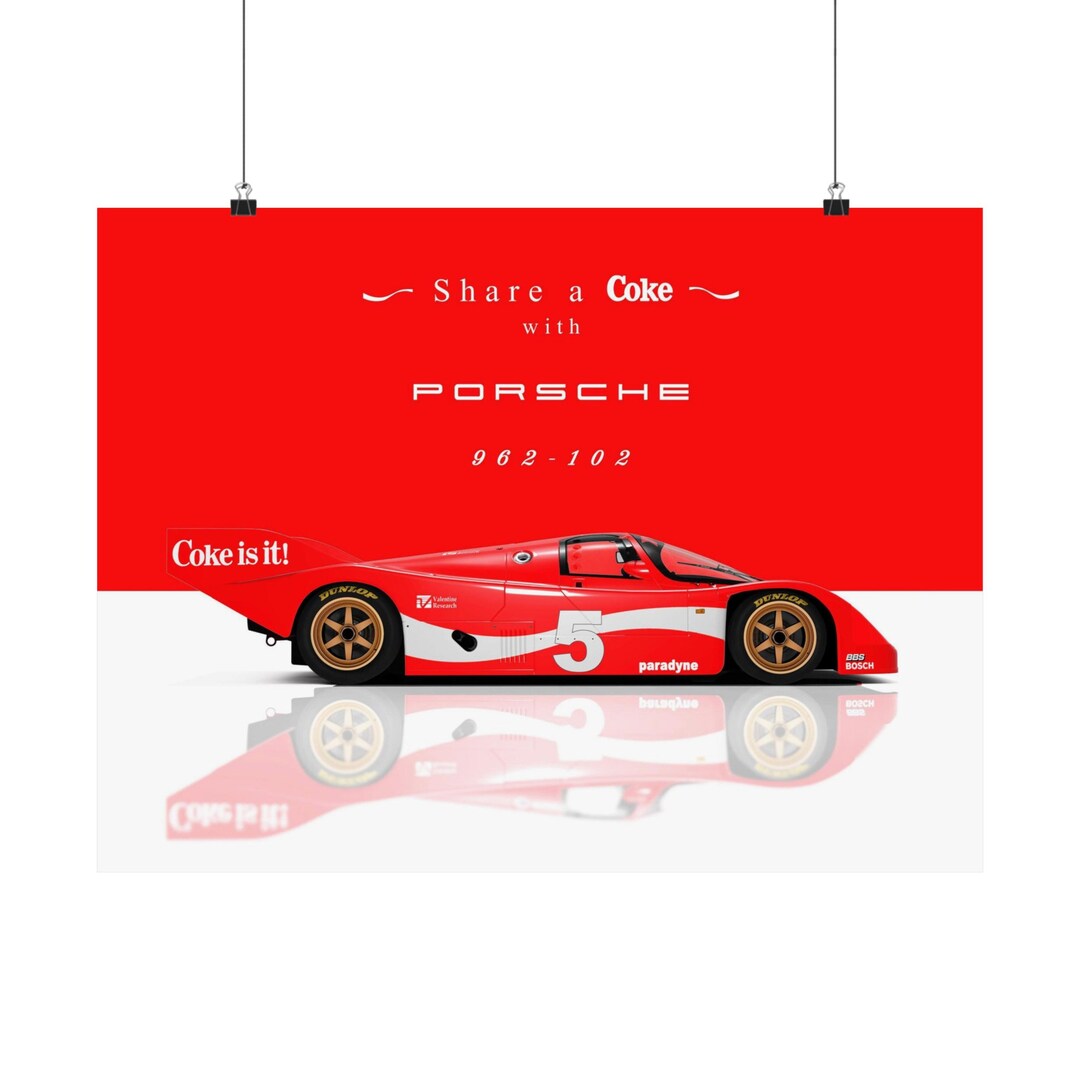 Porsche 962 Lemans Coke Race Car - Art Print Wall Poster - Etsy