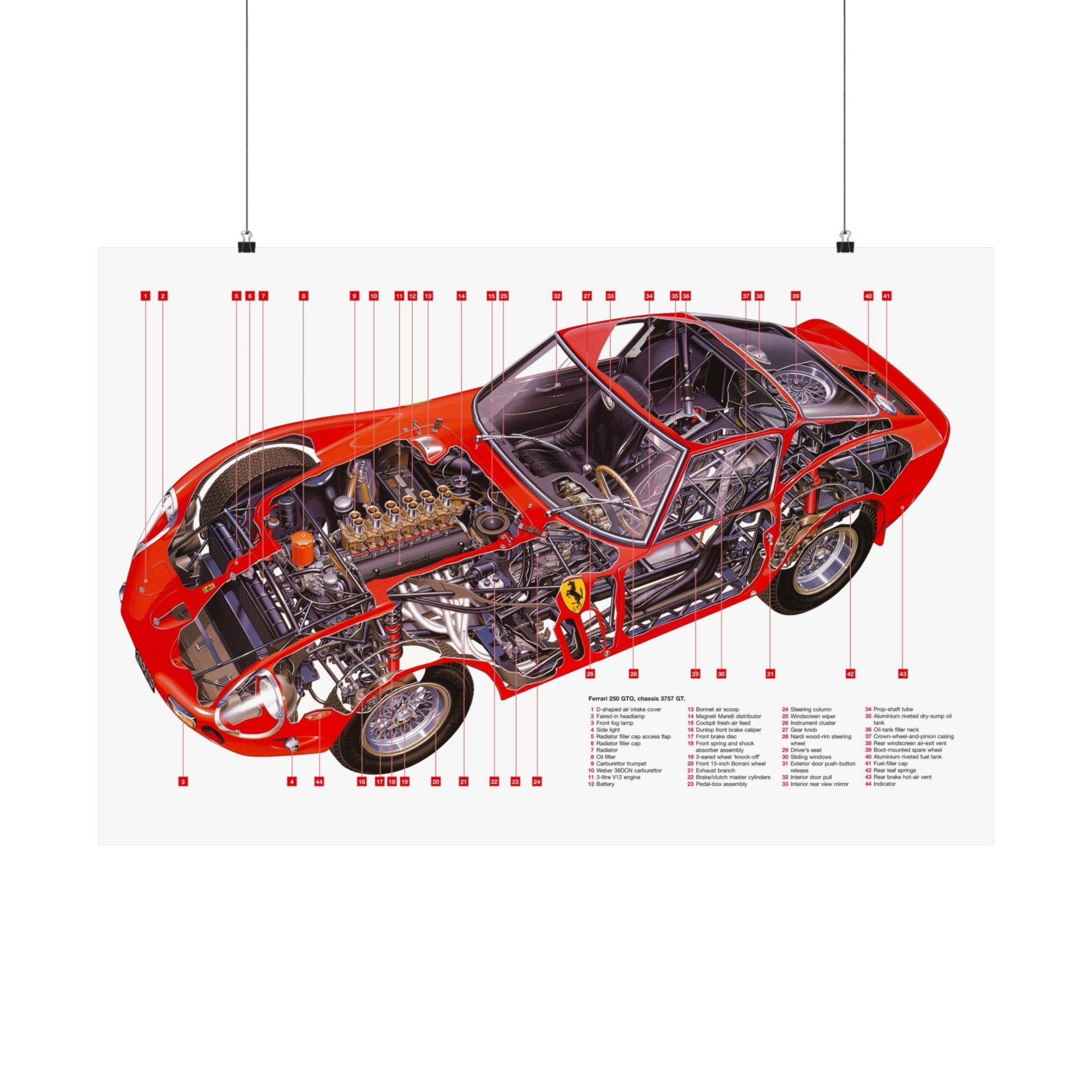Ferrari 250 GTO Race - Cutaway Illustration Art Print Wall Poster - Etsy