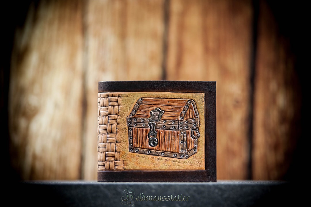 Handmade Personalizable Leather Wallet Treasure Chest Unique Item - Etsy