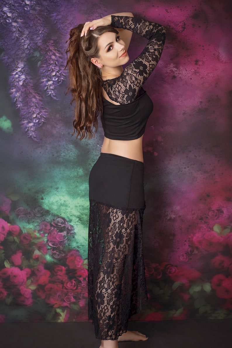 MALAK Belly Dance Training Outfit Set | Belly Dance Clothes | Lace ...