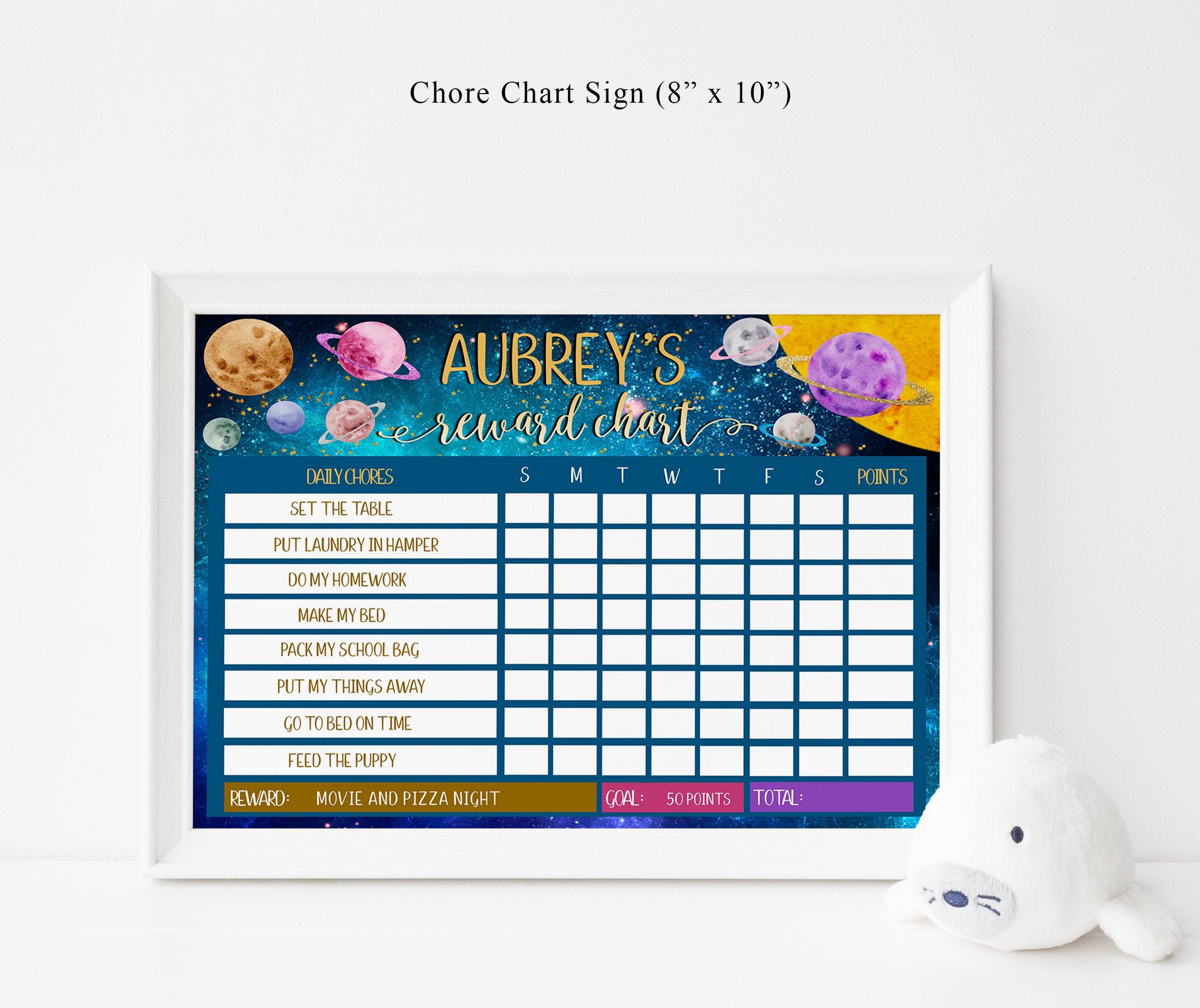 Solar System Kids Reward Chore Chart, Editable Kids Routine ...