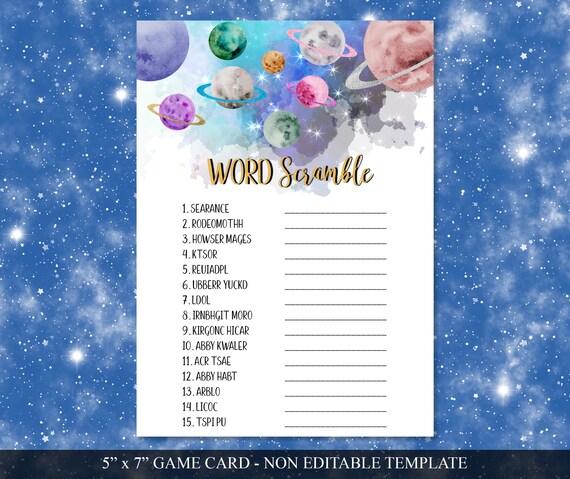 Solar System Scramble Words
