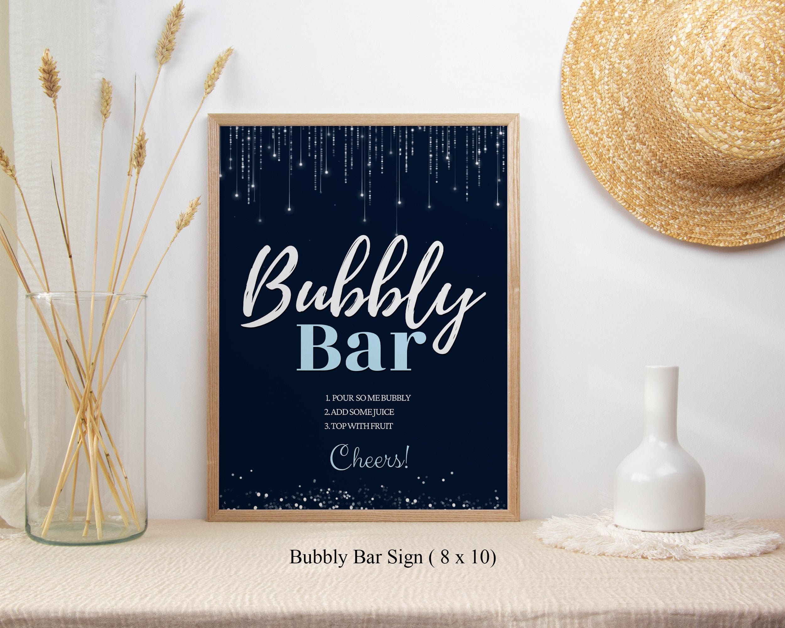 Bubbly Bar Sign Sangria Mimosa Bridal Shower Watercolor Champagne ...