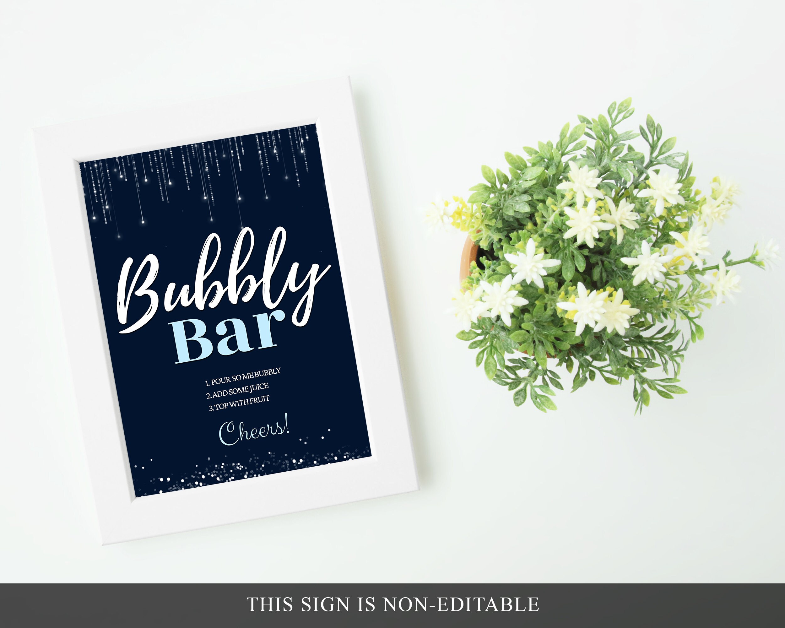 Bubbly Bar Sign Sangria Mimosa Bridal Shower Watercolor Champagne ...